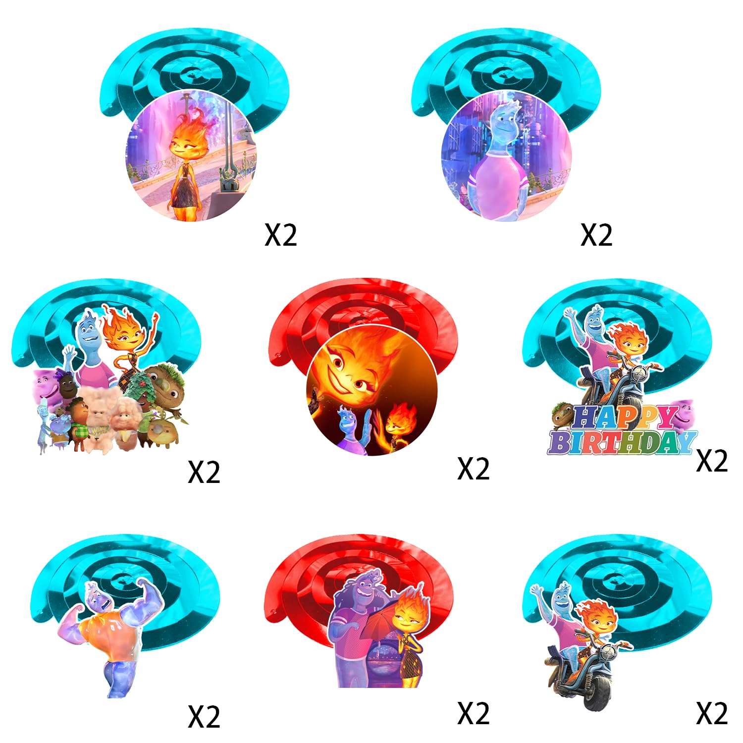 brupthay Elemental Party Decorations Hanging Swirls, Elemental Birthday Party Supplies Foil Ceiling Swirls Streams Elemental Birthday Decorations, Animation Movie Elemental Birthday Decors