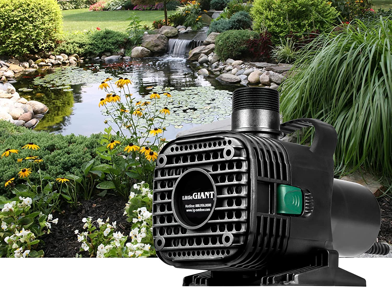 Little Giant F40-5500 115-Volt, 5540 GPH Wet Rotor Pump with 20-Ft. Cord for Ponds up to 5500 Gallons, Black, 566727