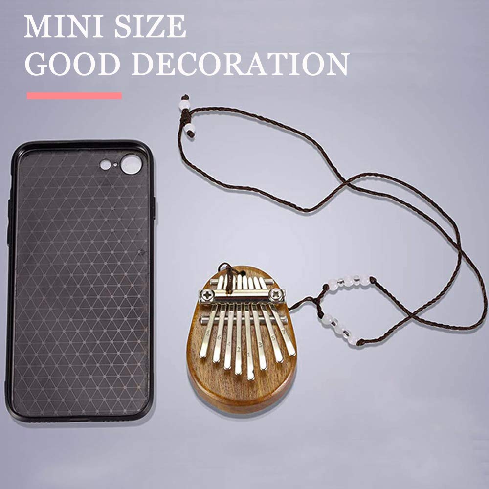 Melogale Kalimba Portable Mini 8 Key Thumb Piano Marimba Mbira Kisanji Musical Good Accessory Pendant Finger Piano Gift for Adults and Children