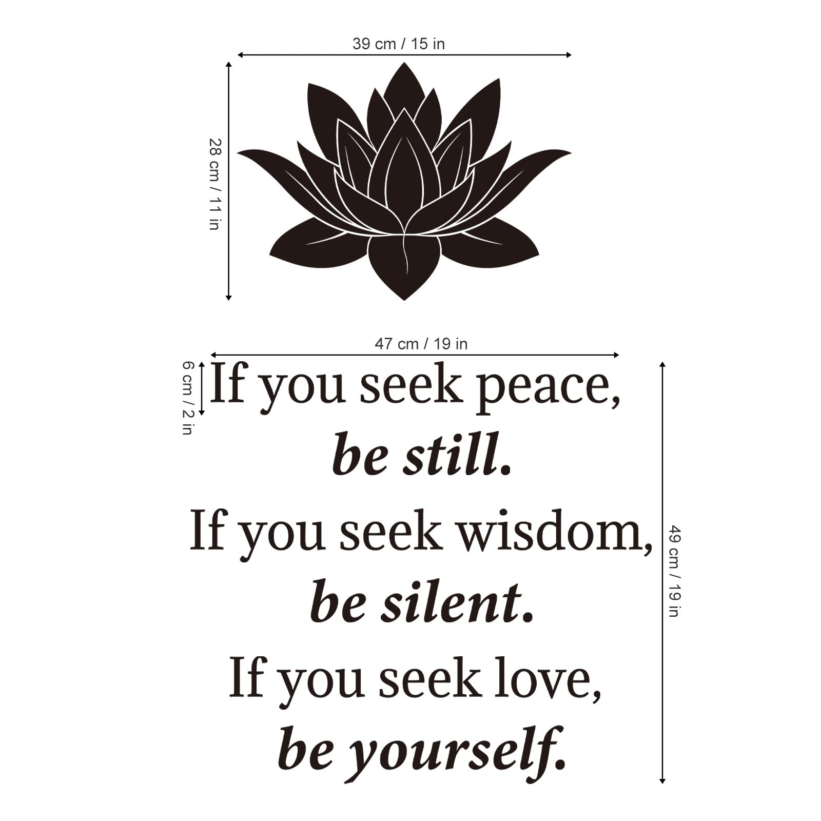 decalmile Lotus Buddha Wall Decal Quotes Be Yourself Inspirational Positive Black Wall Letter Stickers Living Room Gym Bedroom Wall Decor