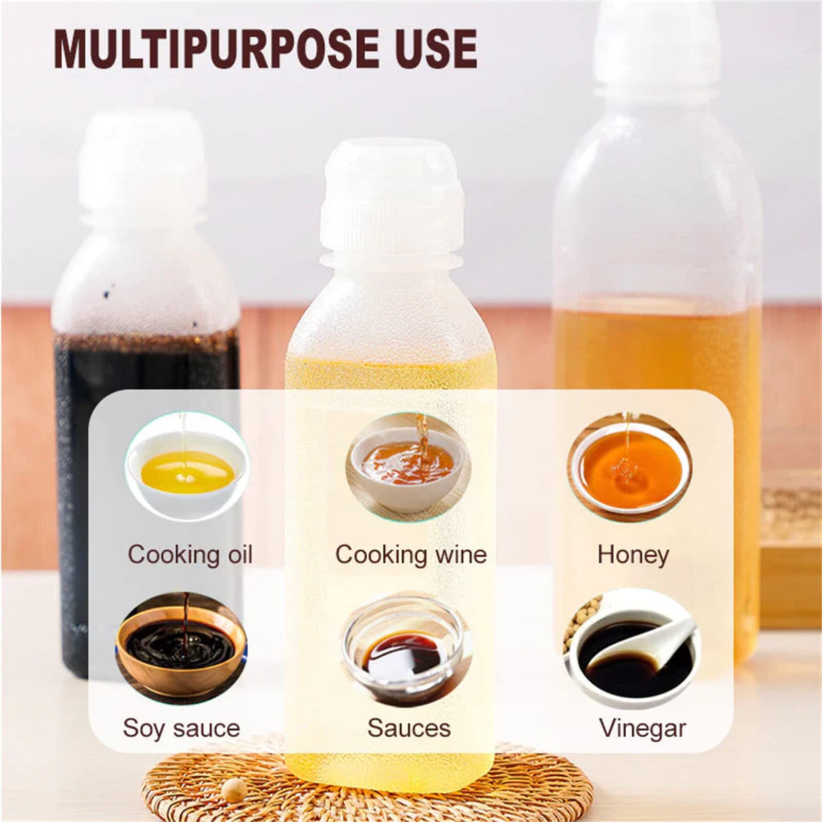 chiLUER Kitchen Squeeze Oil Bottle Dispenser - Condiment Squeeze Bottle,Leak Proof Squirt Reusable Plastic Oil Container,Easy Refill and Cleaning 500ml
