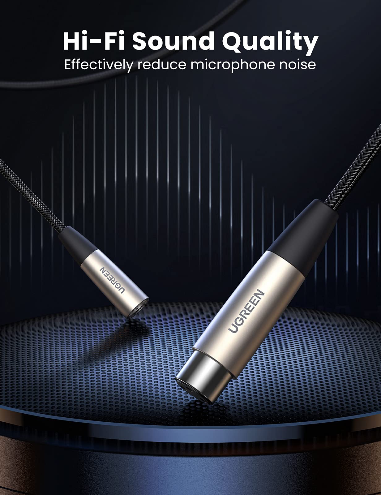 UGREEN XLR Cable, 3FT Microphone Cable Nylon Braided XLR Male to Female Zinc Alloy Wire Compatible with Shure SM Microphone Speaker Mixer Amplifier Audio Device