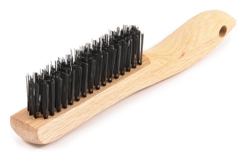 Forney 70505 Wire Scratch Brush, Carbon Steel with Wood Shoe Handle, 10-1/4-Inch-by-.014-Inch