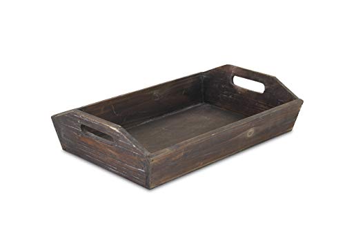 Cheung's FP-3772B Deep Wooden Tray with Side Handles| Shabby Brown