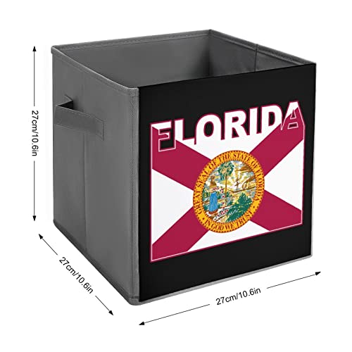 Florida State Flag Large Cubes Storage Bins Collapsible Canvas Storage Box Closet Organizers for Shelves