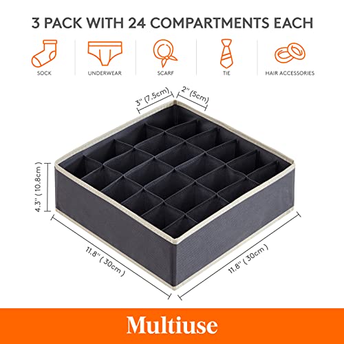 Lifewit 4 PCS Drawer Underwear Organizers, Bundle with 3 Pack Sock Organizers, Grey