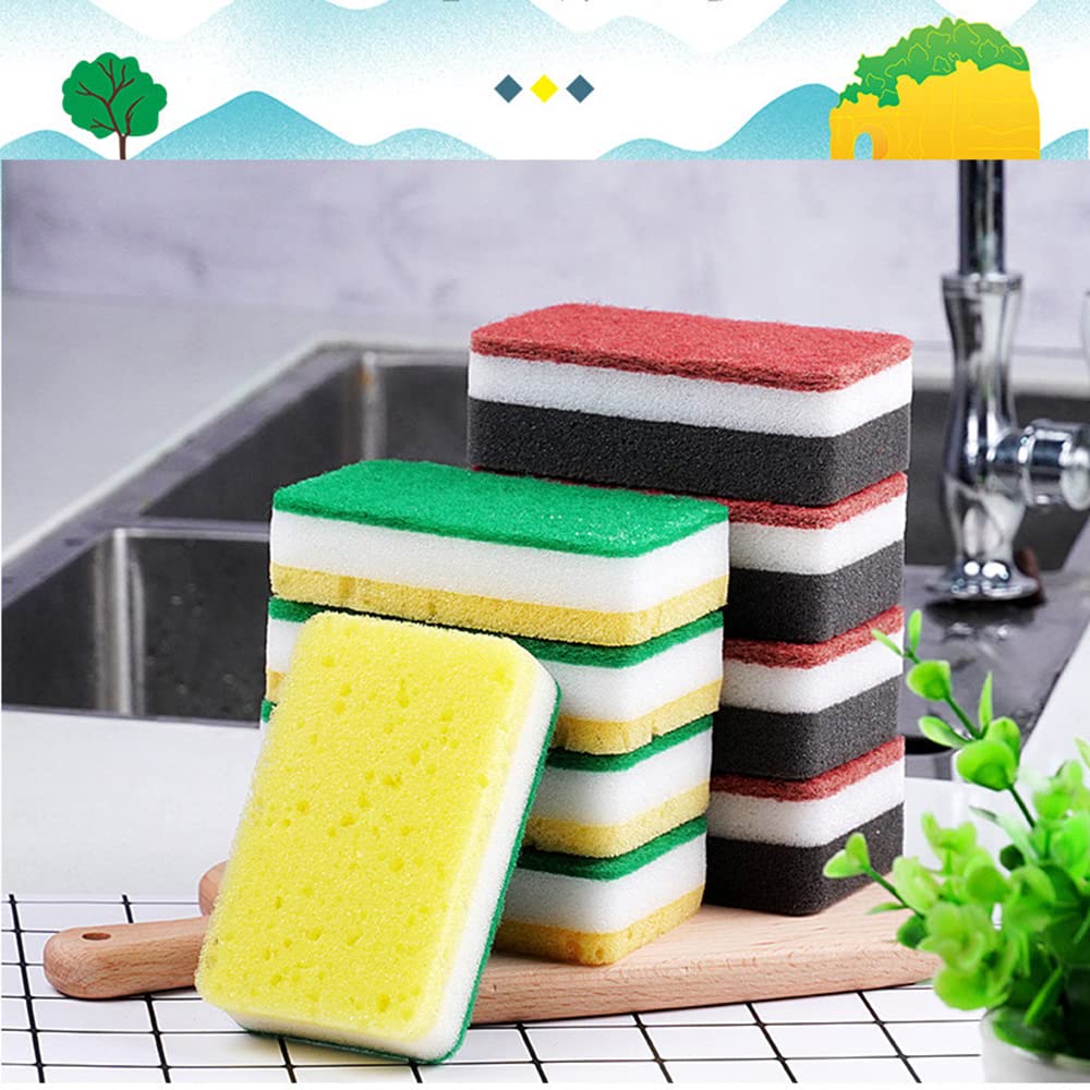 Color Sponge - High Density Scratch-Free Multipurpose Dish Sponge Color Variety Pack - BPA Free & Made with Polymer Foam - Dual-Sided Dishwashing Kitchen Sponge (Green+White+Yellow)