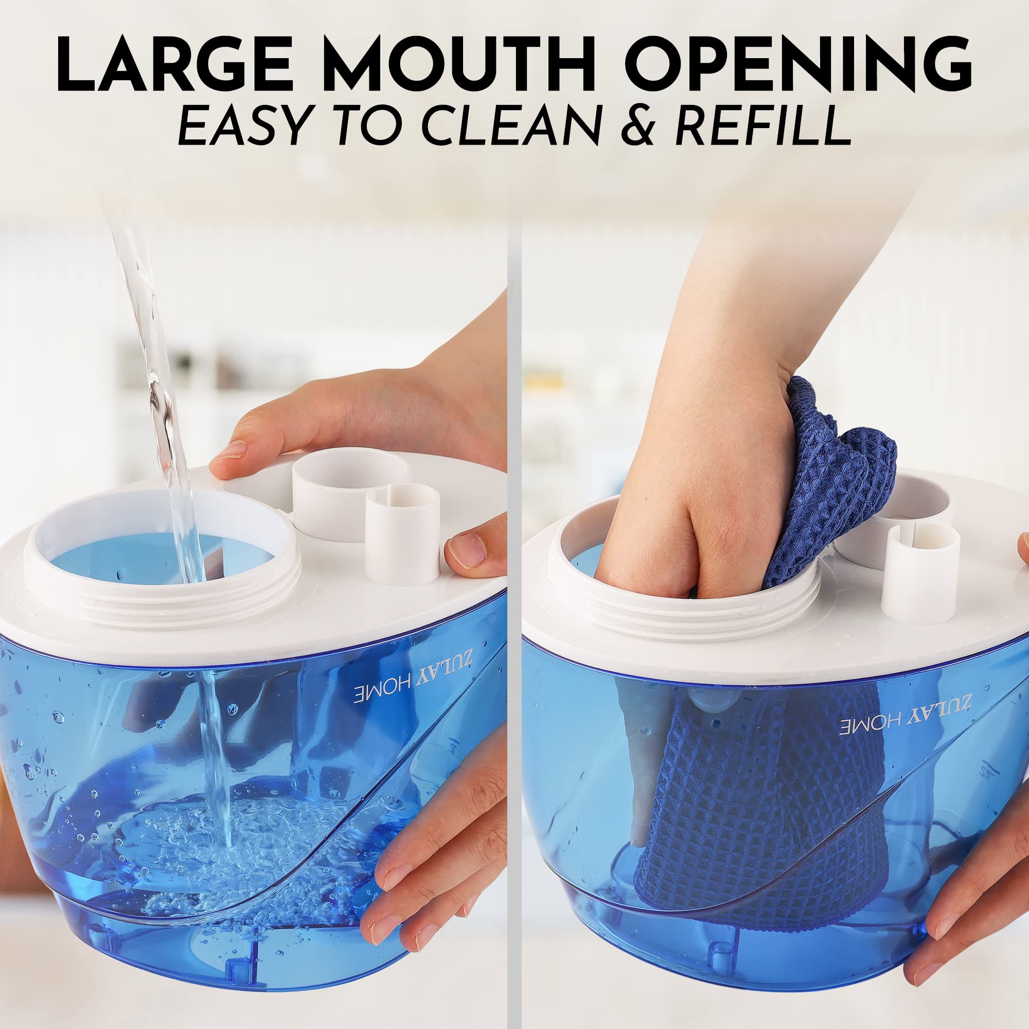 Zulay Cool Mist Humidifiers (2.2L Water Tank) - Quiet Ultrasonic Humidifiers For Bedroom with Auto-Shutoff Feature - Air Humidifier For Plants, Babies Nursery and Kids Room (Blue)