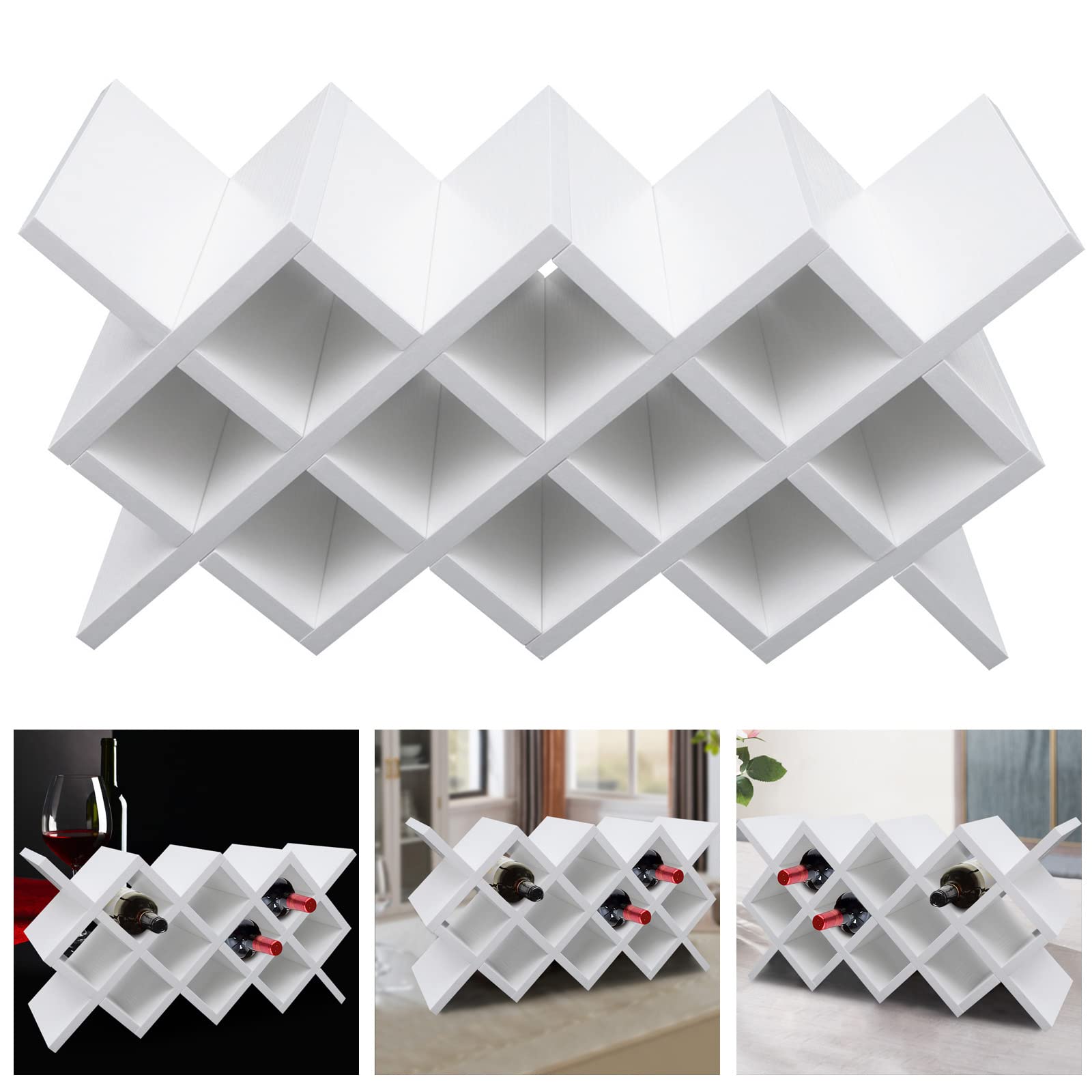 CeRaBuRET Ten-Cell Wine Rack, Wine Bottles Rack Wall-Mounted Wine Holder Shelf Liner Wine Cabinet Shelf, Countertop Free-Standing Wine Rack for Holding All Kinds of Wine