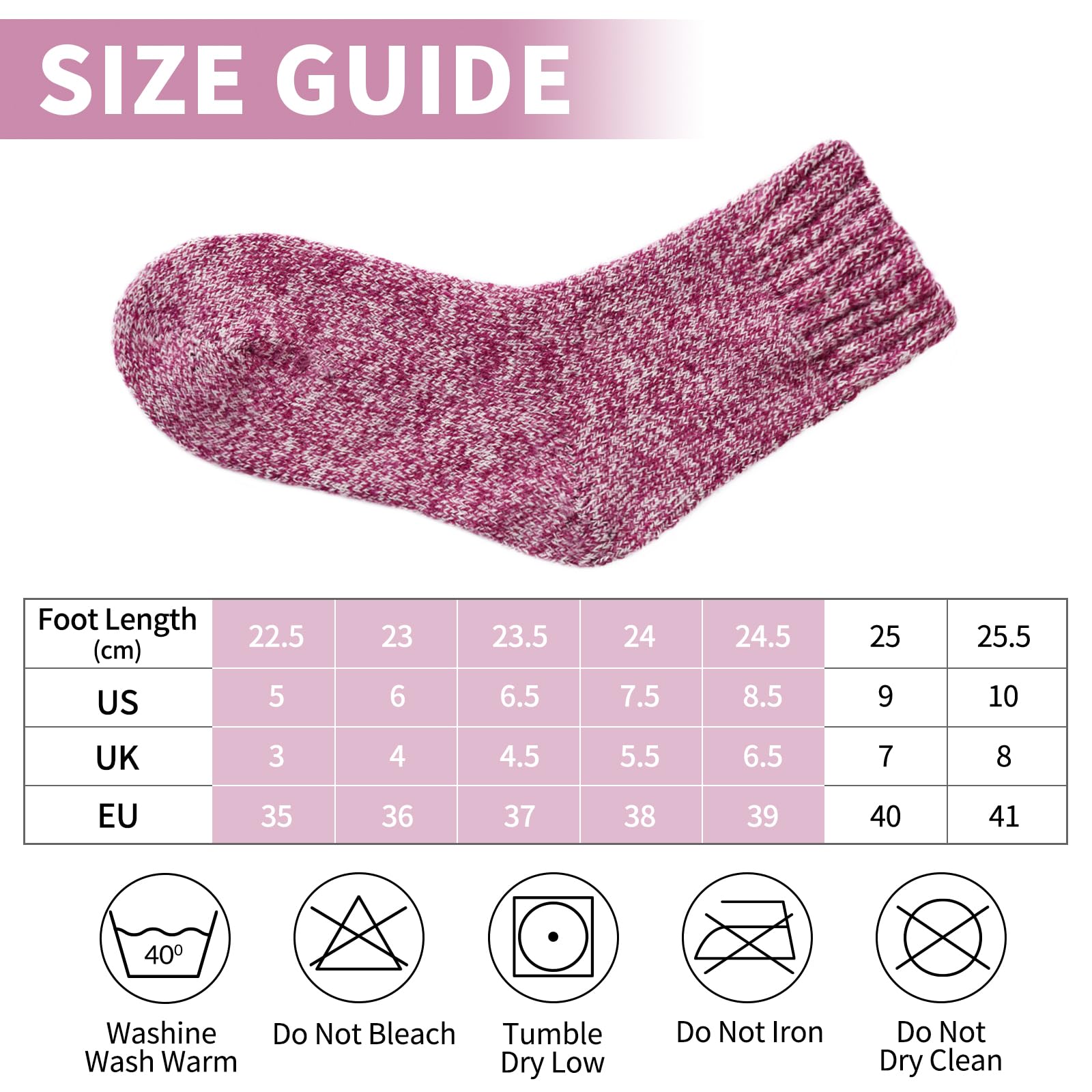 coclothy 5 Pairs Wool Socks for Women - Womens Wool Socks Winter Socks Warm Thick Knit Wool Soft Vintage Casual Crew Socks