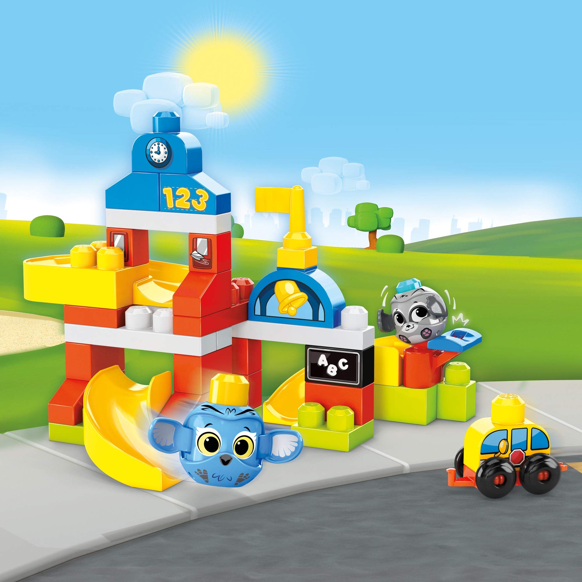Mega Bloks Peek A Blocks Schoolhouse with Big Building Blocks, Building Toys for Toddlers (42 Pieces)