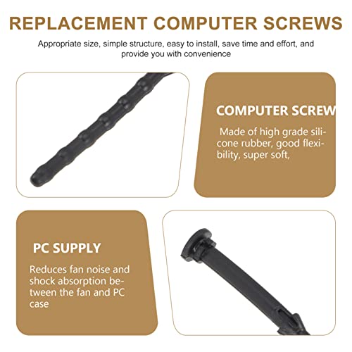 DIKACA Pc Case Screws Reducing Rivet, Fan Vibration Silicone Rubber Absorption Replacement Anti- Mounting Computer Screws, Mm Pin Screw Noise Soft Rivet Pin, Black Component Computer Screws