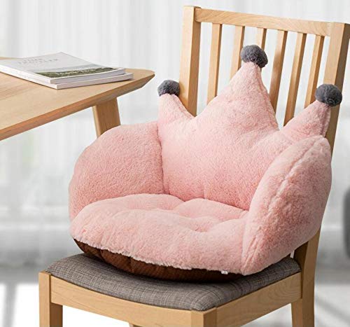 Chic Crown Design Seat Cushion Cozy Plush Chair Cushion Home Decor Thick Padded Warm Chair Pad Lumbar Support Backrest Pillow for Office Chair, Wheelchair