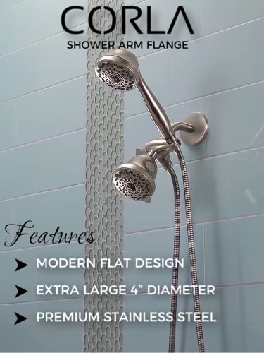 Corla 4" Modern Oversized Shower Arm Flange | Universal Replacement Escutcheon Cover Plate (Brushed Nickel)