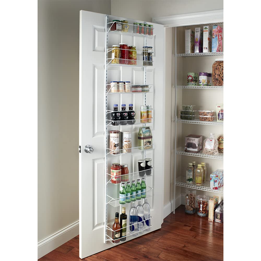 ClosetMaid Adjustable Organizer Rack with Baskets Wall or Over Door Mount, for Kitchen, Pantry, Utility Room, Closet, 18 in. W, White Finish, Pack of 2