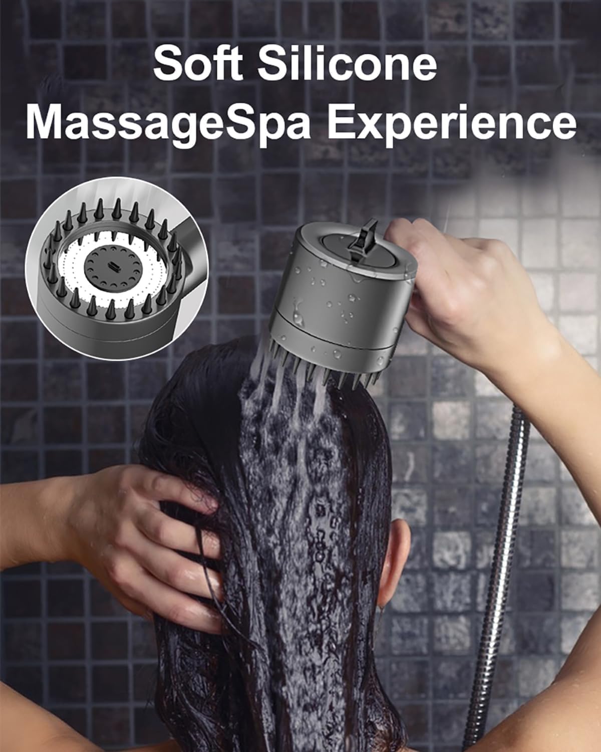 Filtered Shower Head with Handheld, High Pressure Shower Heads 4 Modes with 60 Inch Hose & Adjustable Bracket, Detachable Shower Filter Head for Hard Water with ON/OFF Switch for Bathroom