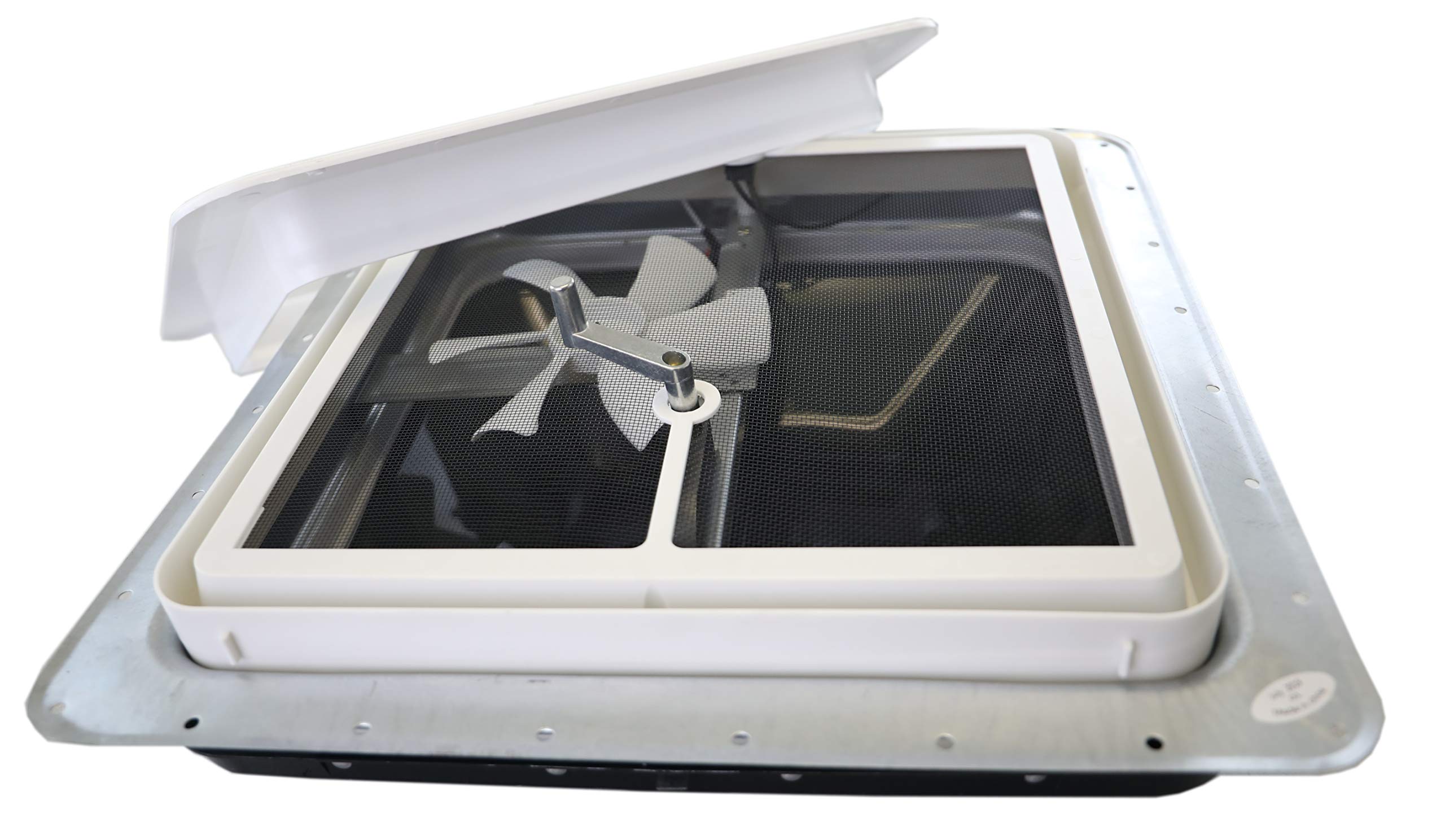 Class A Customs | 2 PACK | 14" RV Roof Vent 12 Volt Powered Fan with SMOKE Wedge Style Lid - 1ā Garnish Ring | 74112A-2PK