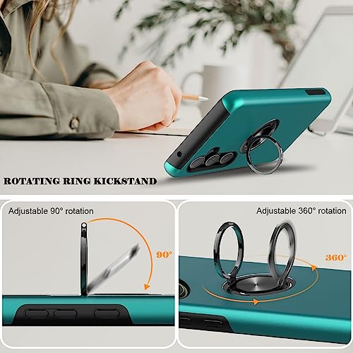 lovpec for Samsung Galaxy A54 5G Case with Glass Screen Protector, Ring Holder Kickstand Drop Proof Protective Slim Dual Layer Stand Non-Slip Tough Cover Cell Phone Case for Galaxy A54 5G (Green)