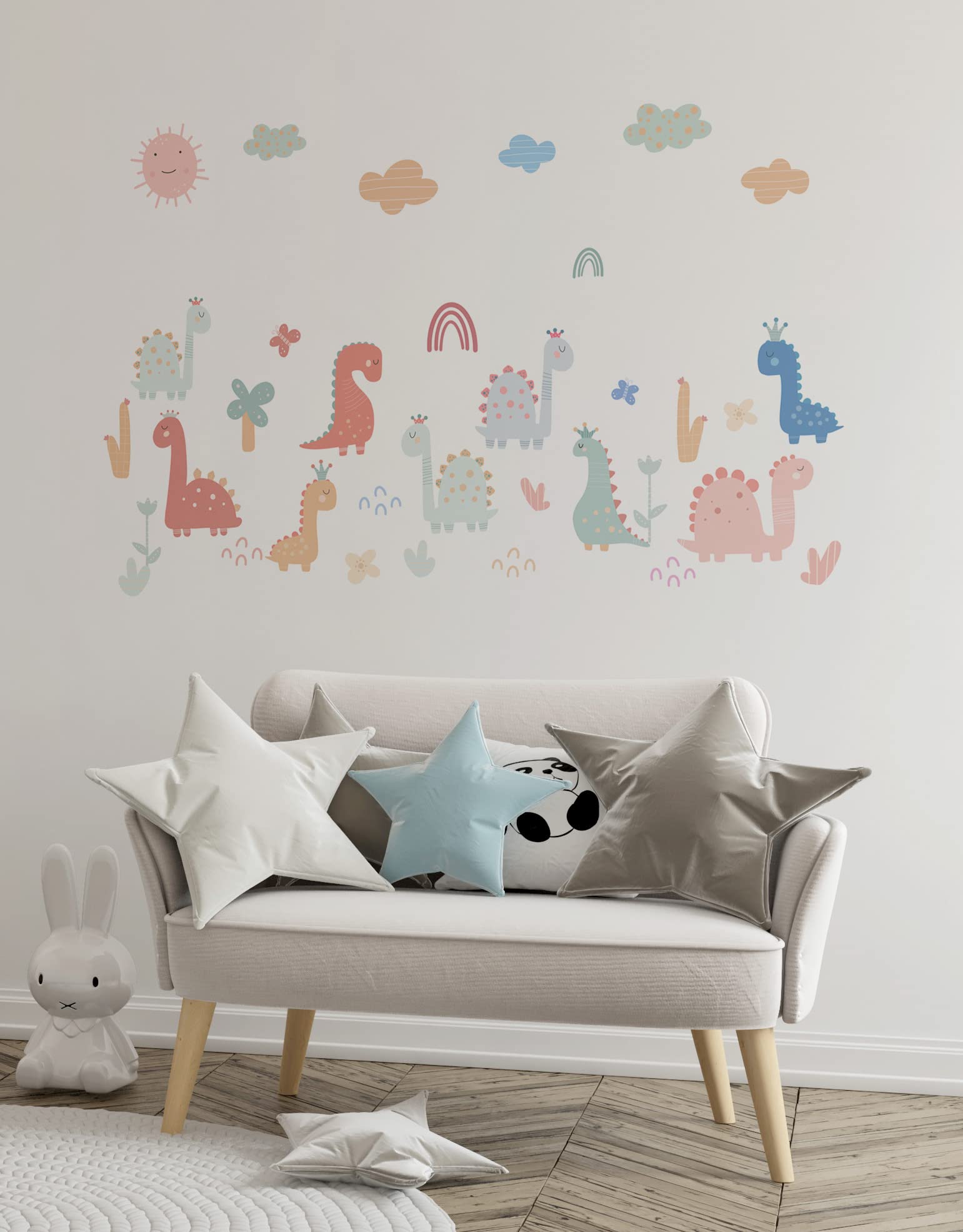COCODECO Dinosaur Wall Stickers for Kids Jurassic Journey Wall Decals Nursery Peel and Stick Removable