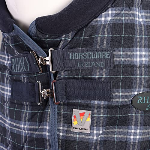 Horseware Ireland Rhino Vari-Layer Stable Blanket (250g Medium), Size: 78, Color: Navy Check (Indigo Trim)