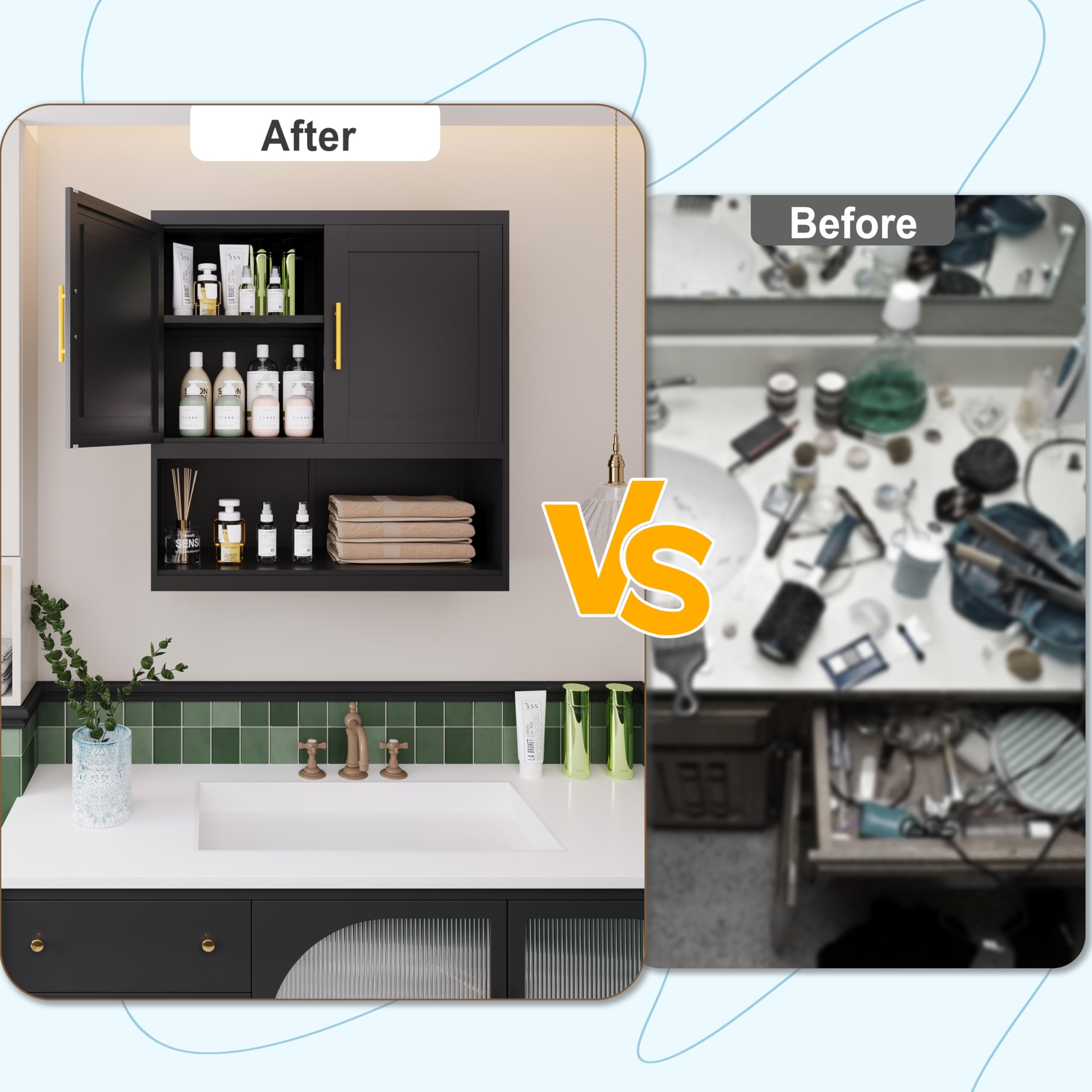 erosoei Metal Bathroom Cabinet Wall Mounted,Hanging Cabinet with 2Door and Adjustable Shelves,Over The Toilet Storage Medicine Cabinets for Bathroom,Laundry Room,Kitchen