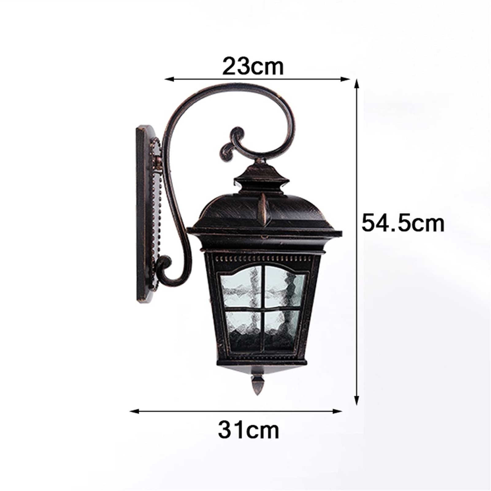 Zziyj Aluminum Waterproof Glass Cross E27 Waterproof Wheel Mall Hotel Home Garden Exterior Wall Light Lantern Rainproof Retro Victoria Classic Wall Lamp Balcony Terrace Wall Sconce