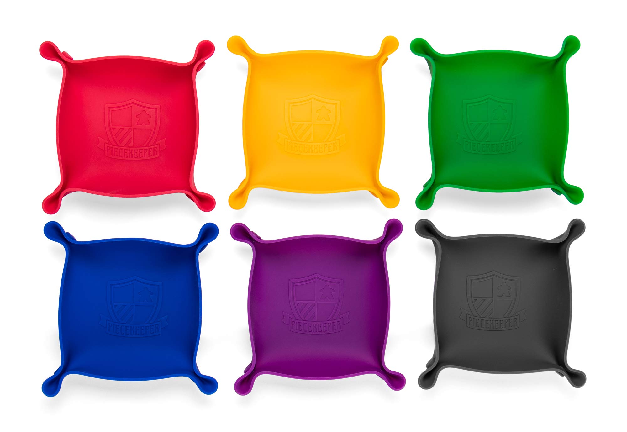 Piecekeeper Board Game Storage Bowls, 6-Pack | Portable Folding Tray Accessory Holds Tabletop Bits, Chits, Components, Pieces, Dice | Six Color Set | Classic & Modern Gaming, RPG Roleplaying