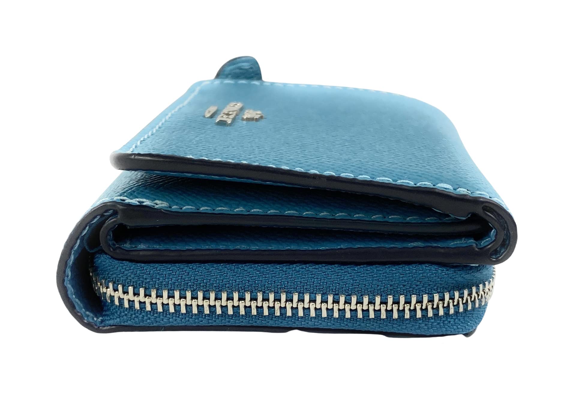 Coach Cross Grain Small Trifold Wallet in Pacific Blue