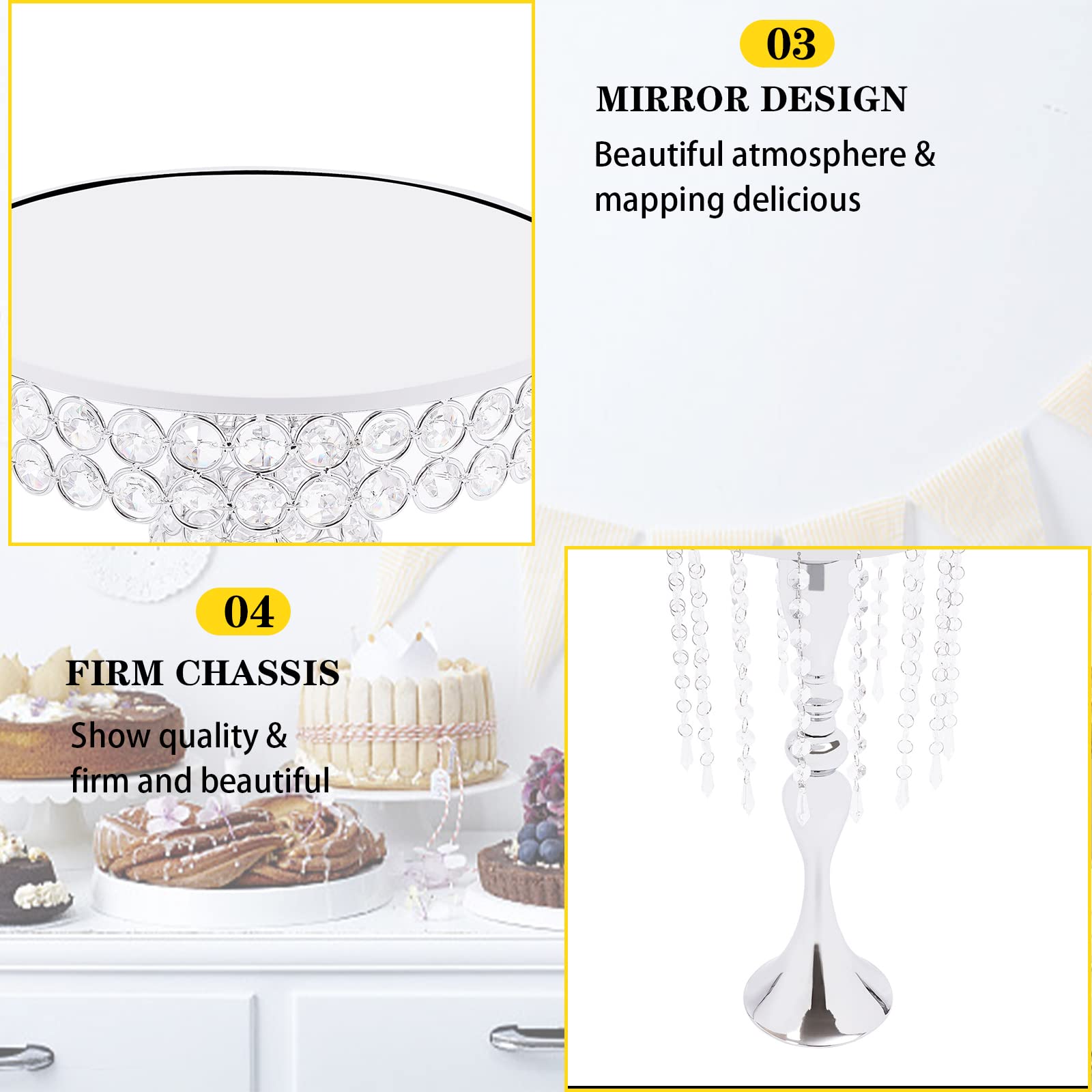 Cake Stand Set, Set of 11 Crystal Cake Stands, Cupcake Holder Stand Dessert Pastry Candy Display Plate, Cake Pop Stand Display Cupcake Tower Treats Contemporary Cakes Candy Station, Silver