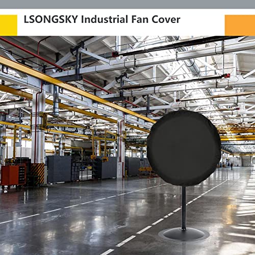 LSongSKY Industrial Fan Cover 2 Pack,Suitable for 30 Inch Wall Mount Fan,Industrial Pedestal Fan in the Warehouse,Shop, Garage,and Workspace,Waterproof & Dustproof 600D Oxford,Black