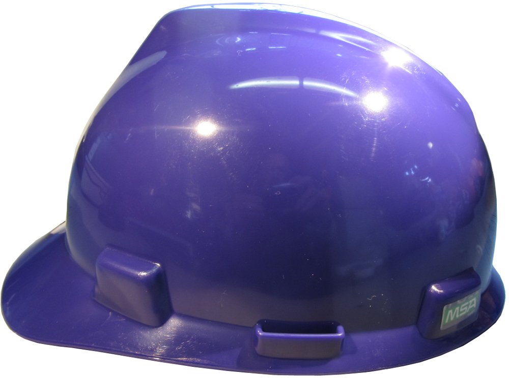 MSA V Cap Style Hard Hats w/FasTrac III Suspensions and Handy Tote Bag - Purple