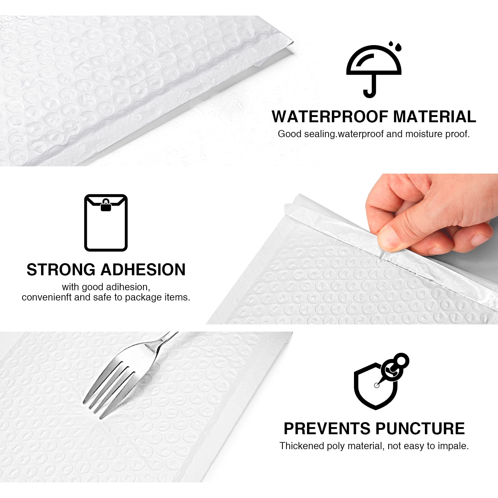 Metronic Bubble Mailers 6x10 50Pack, Self-Seal Bubble Envelopes, Waterproof Bubble Mailer, Padded Envelopes, Mailers Padded for Shipping, Packaging for Business, White, Bubble Mailers Usable Size 6x9