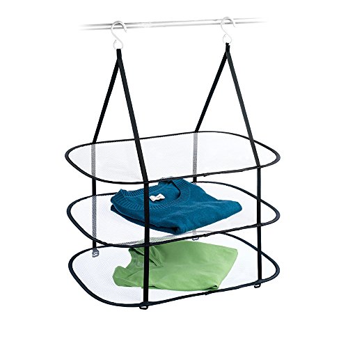 HOMZ 4240006 Sweater, Delicates, Swimsuit, 3 Tier Drying Surface, 10Lb Capacity Hanging Dryer, Set of 1, Black