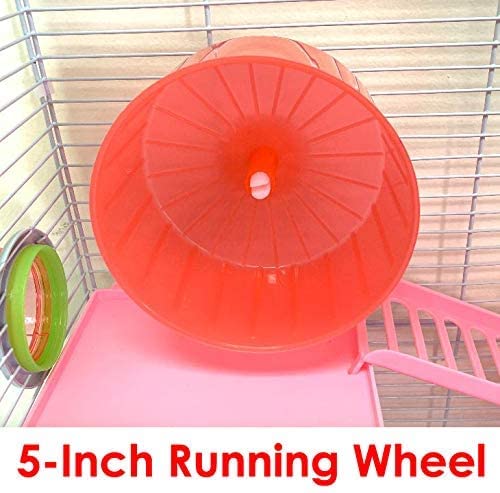 Large 5-Floor Twin Towner Play Tube Habitat Syrian Hamster Rodent Gerbil Mouse Mice Rat Wire Animal Critter Cage (Pink)