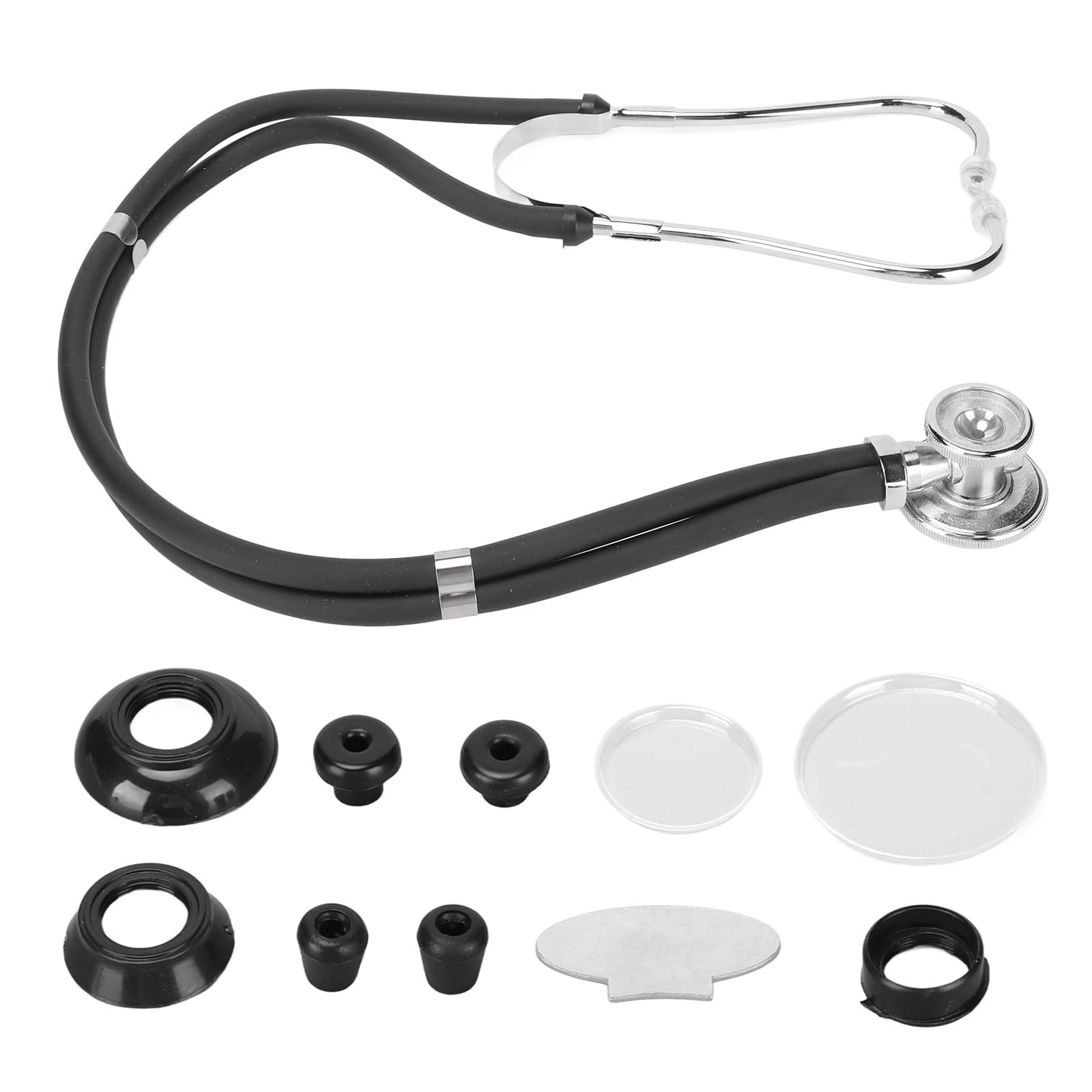Double Head Stethoscope,ANGGREK Aluminium Alloy Multifunctional Clear Transmission Lightweight Fetal Head Stethoscope Teaching Stethoscope