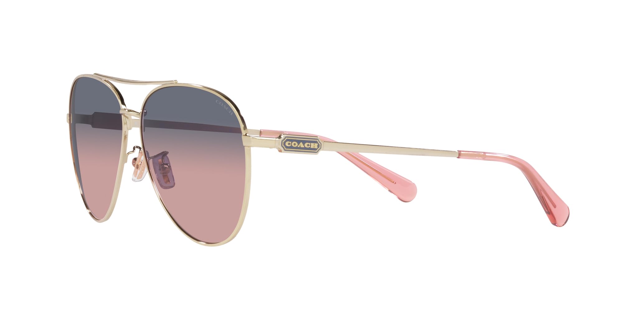 Coach HC7140 Sunglasses, Shiny Light Gold/Plum Purple Scarlet Gradient, 61 mm
