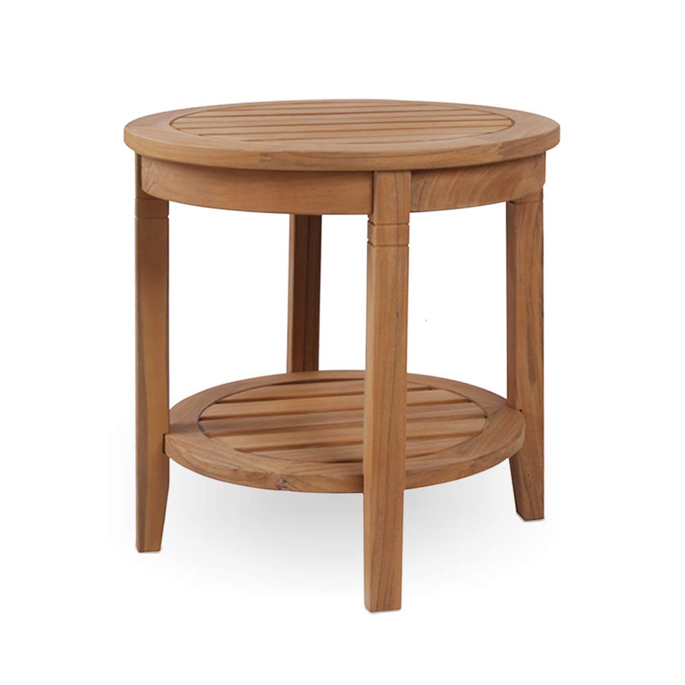 Cambridge Casual Superior Indonesian Teak Arie Outdoor Round Side Table, Natural Teak