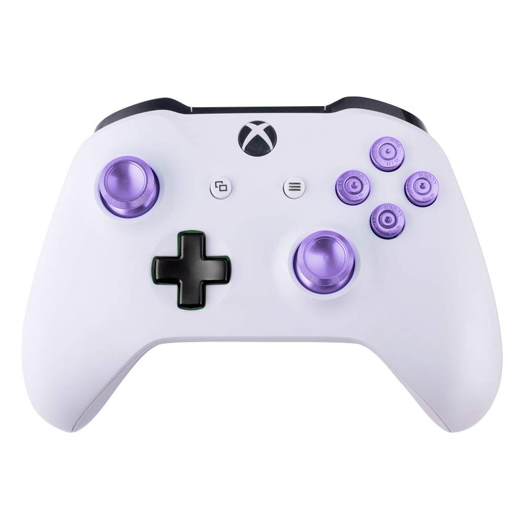 Metal Thumbsticks Joysticks for Xbox One Controller, Aluminum Alloy ABXY Bullet Buttons Analog Grip Replacement Parts for Xbox One S/X/Series X Controllers with Installation Tool(Purple)
