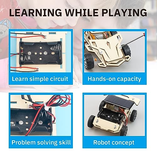 Giggleway DIY Wood Model Car Building Kits, Electric Motor Woodworking Project Science Kits for Kids, Hands on STEM Learning Project Kits, 3D Puzzles Educational and Learning Toys for Boys & Girls