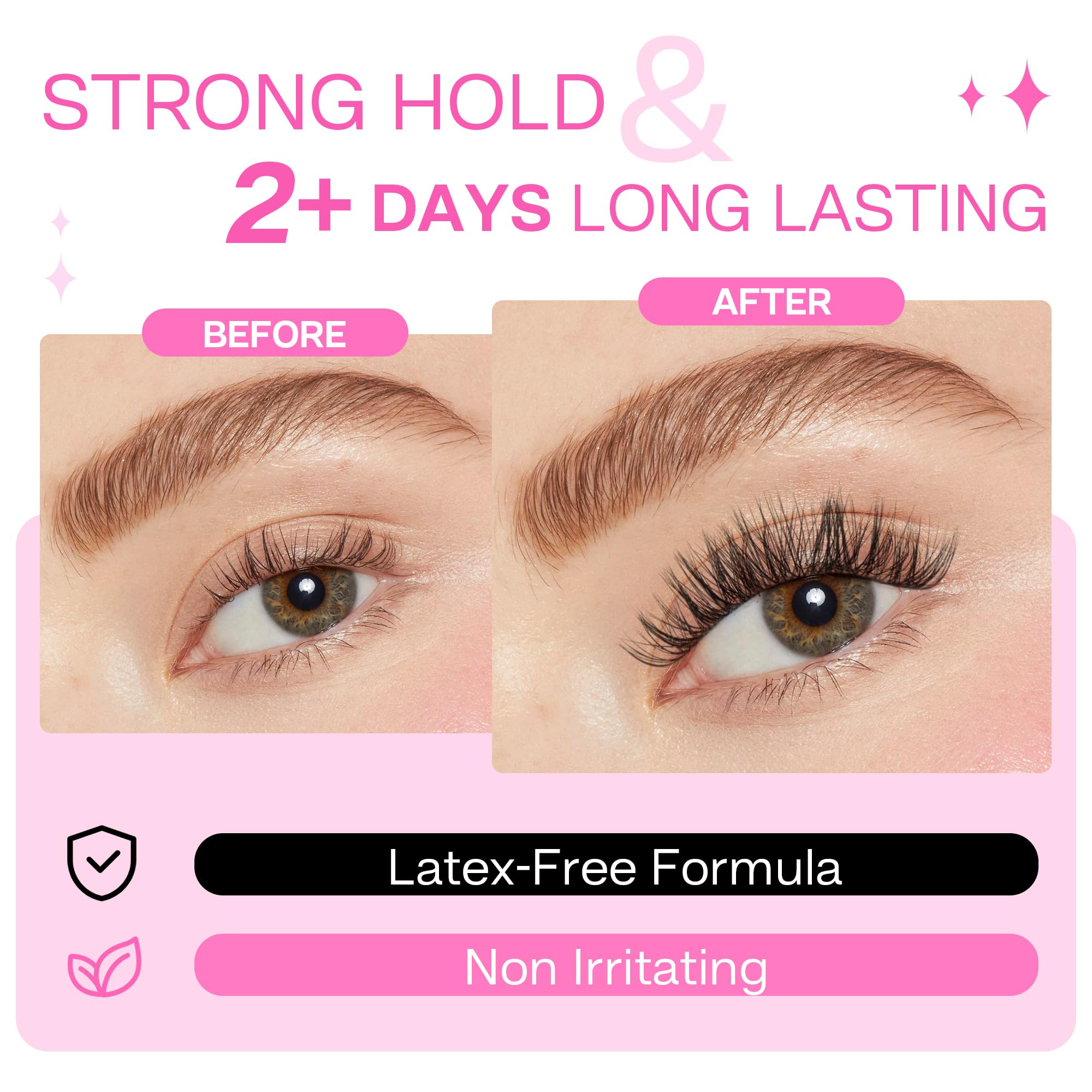 CALAILIS Lash Glue, Cluster Lash Glue for DIY Lash Extensions Super Strong Hold 48 Hours Long Lasting Lash Extension Glue for Lash Cluster Waterproof Non-Irritating Fast Drying Lash Glue