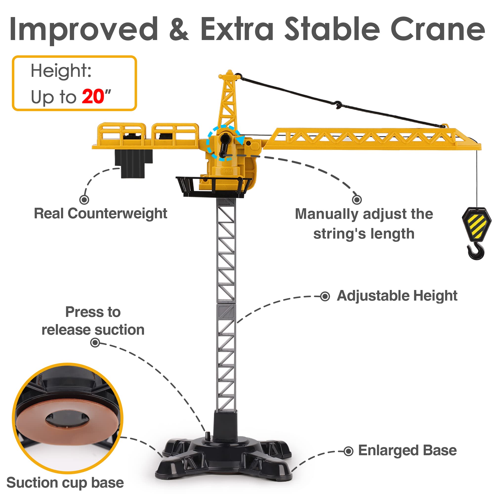 iPlay, iLearn Construction Site Vehicle Toy, Kids Engineering Play Truck Set, Tractor Digger Crane Dump Excavator Cement Steamroller, Birthday Stocking Stuffer Gift 3 4 5 Year Old Toddler Boy Children