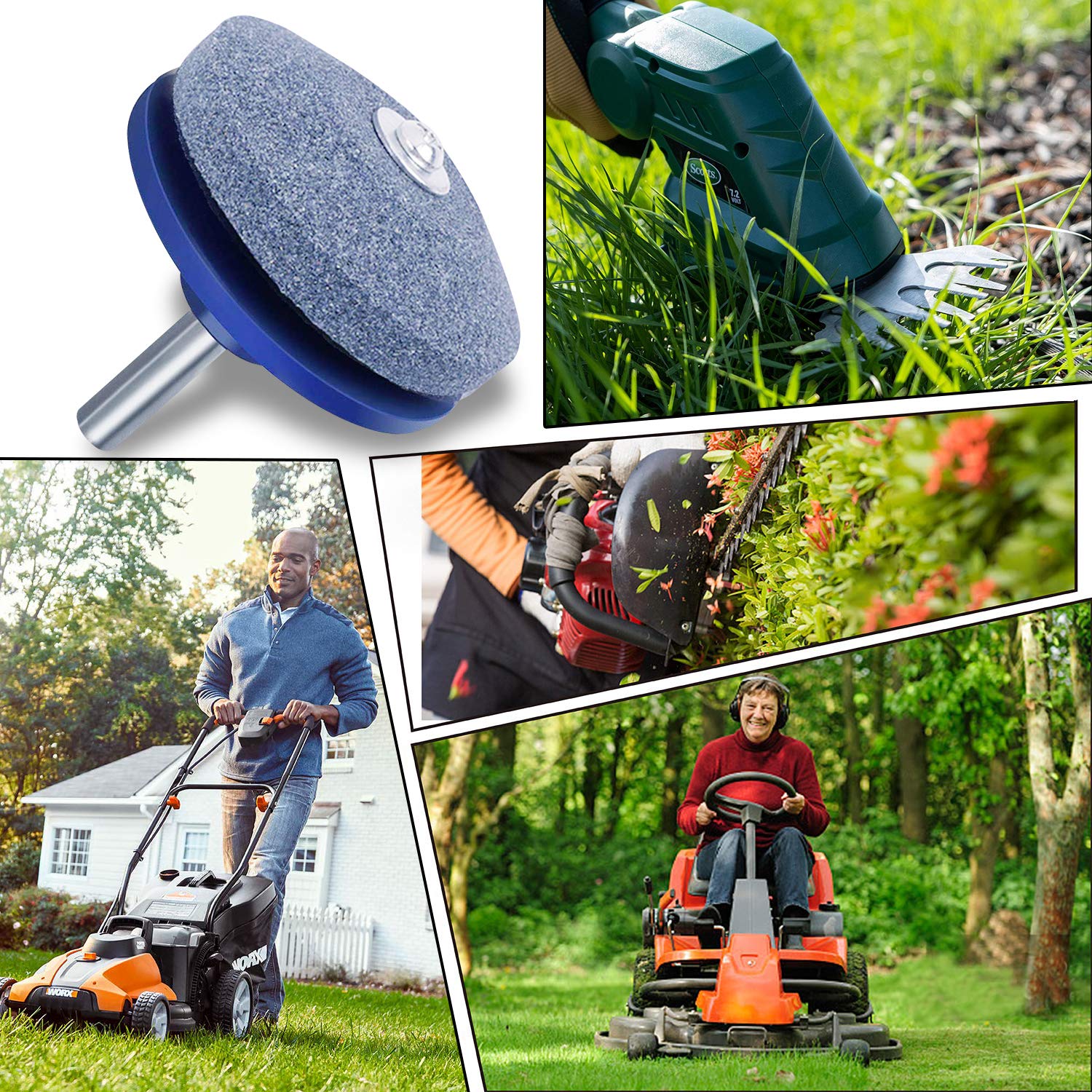 Bssay 4 Pack Lawn Mower Blade Sharpener Drill Attachment for Power and Hand Drill Mower Blade Sharpener Lawnmower Blade Sharpener