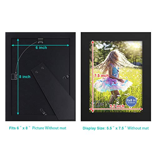 RPJC 6x8 inch Picture Frame Made of Solid Wood and High Definition Glass Display Pictures for Table Top Display and Wall Mounting Photo Frame Black