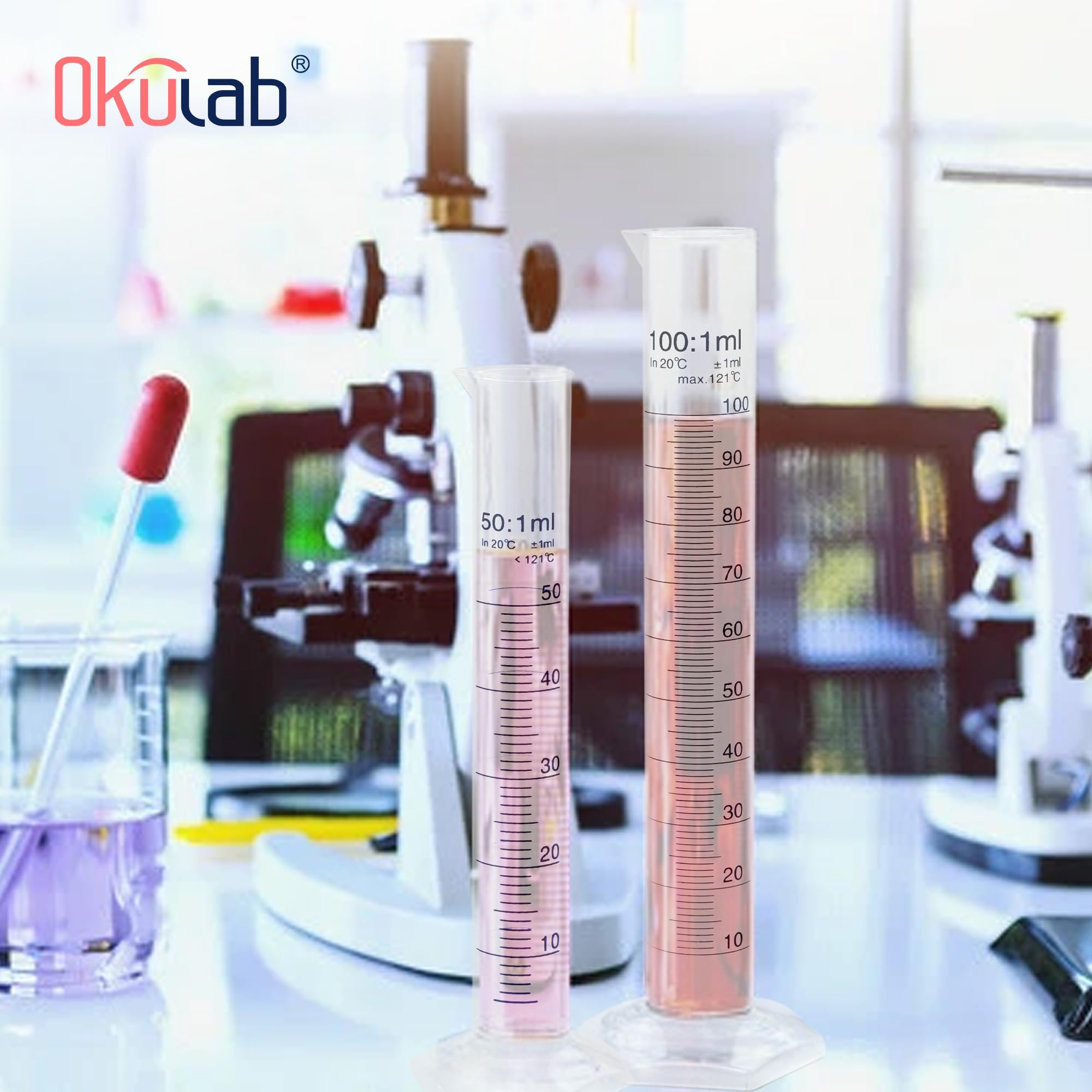 Economic Graduated Measuring Cylinder, 2pcs of Vol.500ml, PP material, with Blue Printed Graduation,MCP500A2