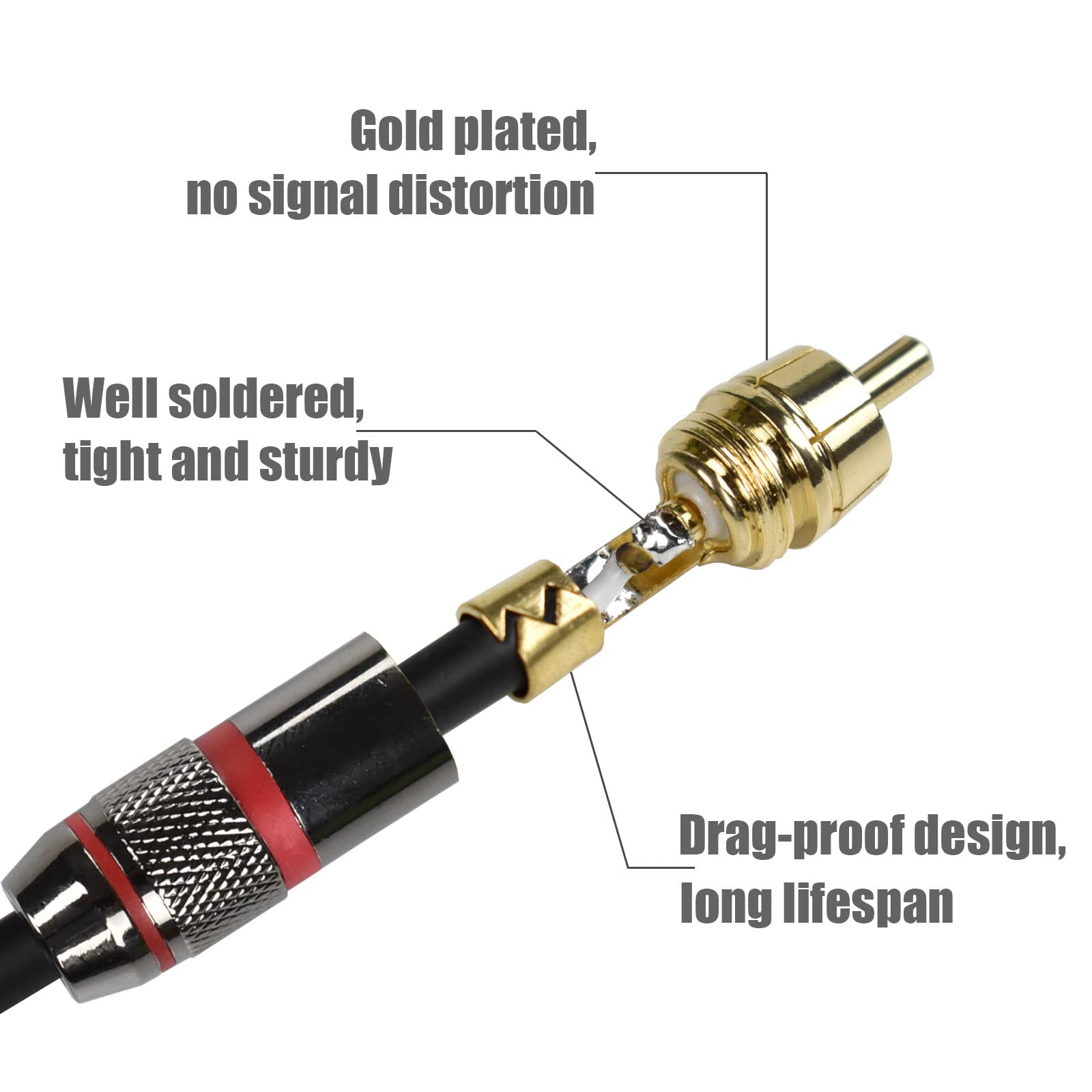 Mugteeve Dual XLR Female to Dual RCA Male Phono Cable Adapter, 3.3 Feet Balanced 3pin XLRF to Unbalanced RCA Speaker Cable, Gold Plated, OFC Shielded, Noise-Free, for Mixer, Subwoofer, Amplifier