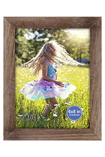 RPJC 6x8 inch Picture Frame Made of Solid Wood and High Definition Glass Display Pictures for Table Top Display and Wall Mounting Photo Frame with Stand Carbonized