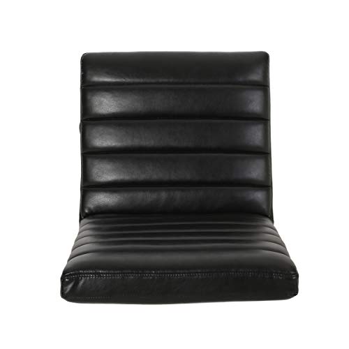 Christopher Knight Home Reed Contemporary Channel Stitch Swivel Office Chair, Midnight Black + Silver