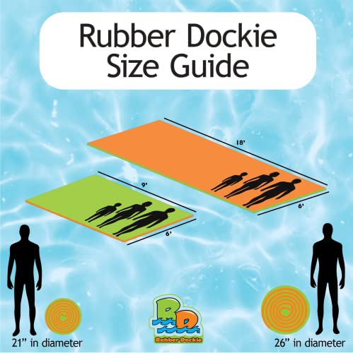 Rubber Dockie RD18OGT2 Floating Pad Foam Water Mat – 18 ft. x 6 ft., Green/Orange