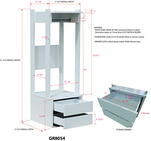 Kings Brand Furniture β Corry Open Wardrobe Armoire Closet with 2-Drawers, White