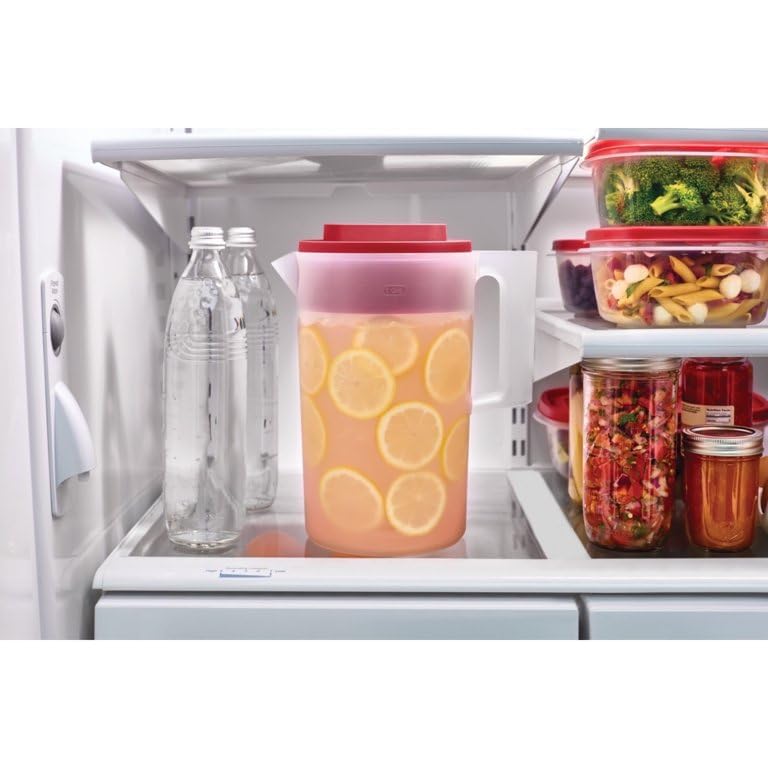 Rubbermaid Clear Pitcher BPA free Red Cover, 1 Gallon - Pack of 2